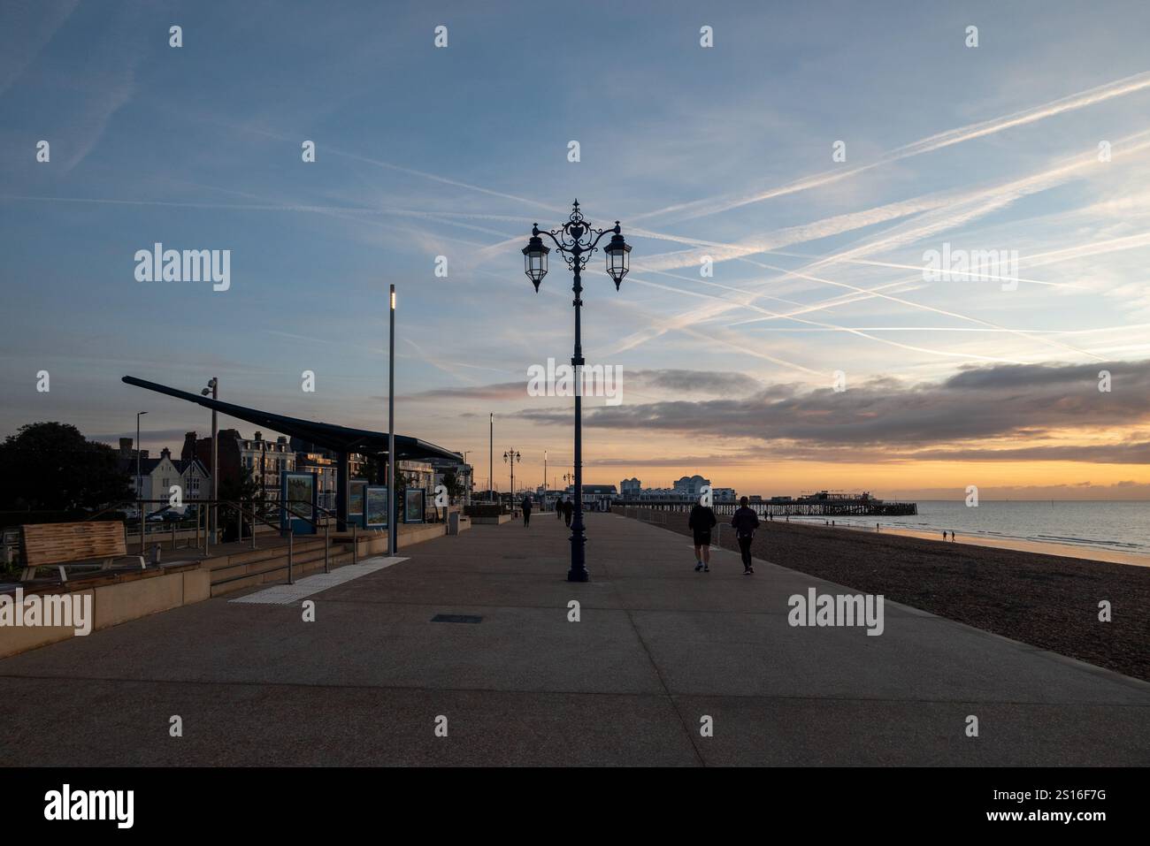 Newly opened promenade on Southsea seafront with South Parade pier in ...