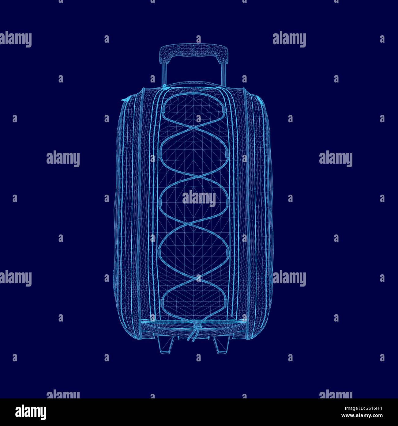 Blue suitcase with a handle is shown in a blue background. The suitcase ...
