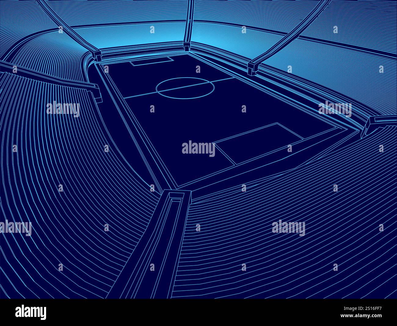 Blue image of a soccer field with a blue striped background Stock ...