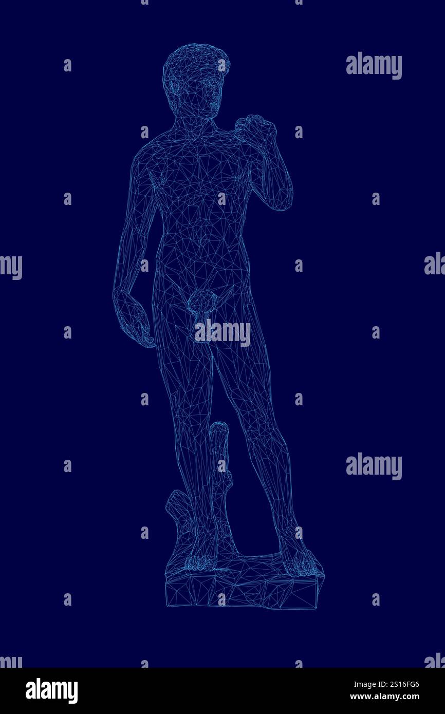 Wireframe model man blue Stock Vector Images - Alamy