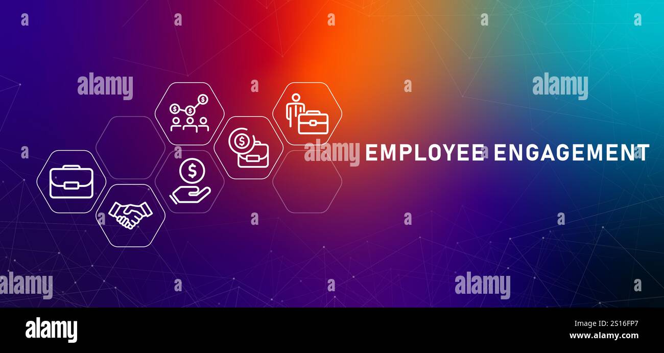 Employee engagement strategy gradient header workplace staff relationship management human ...