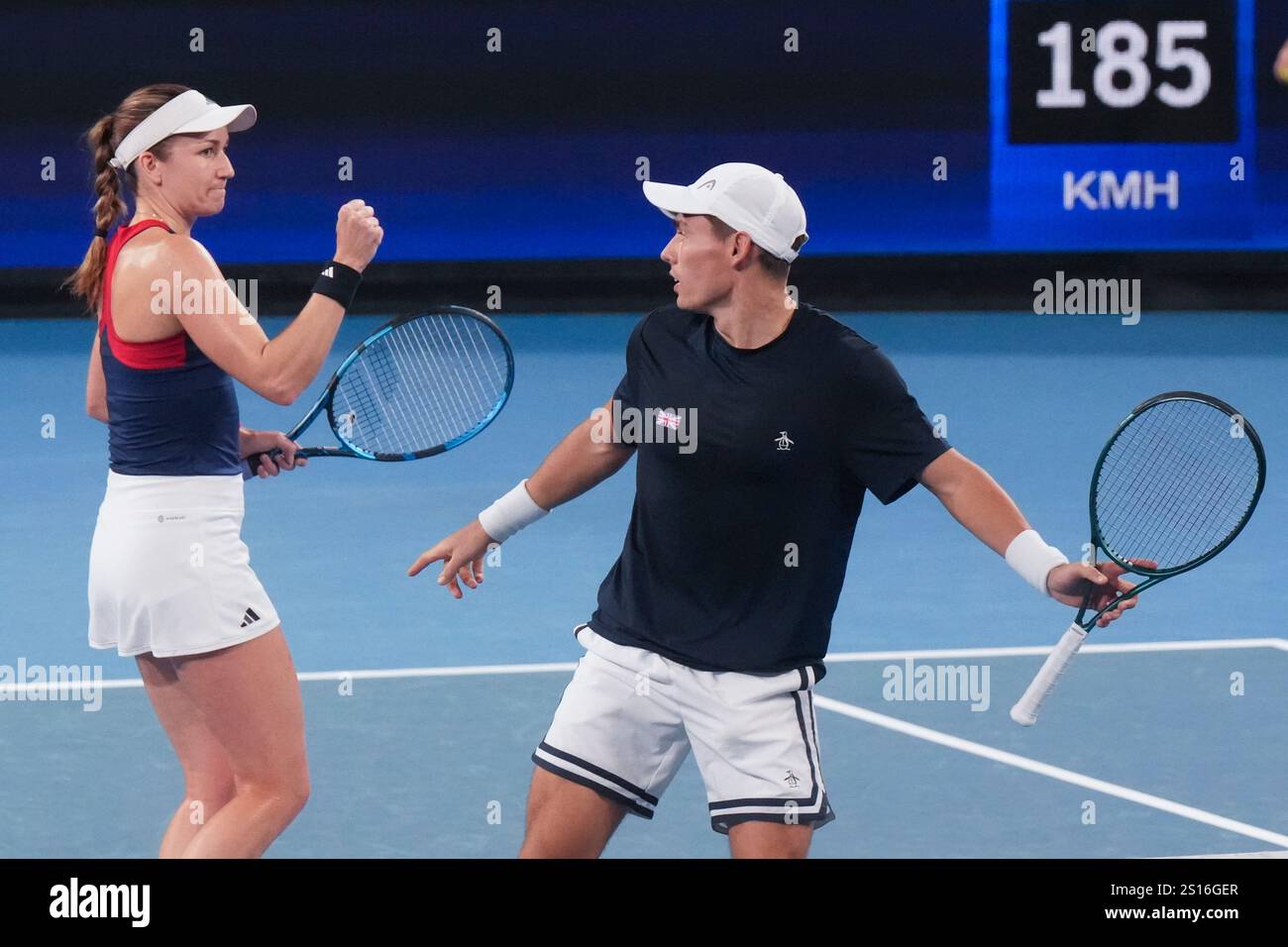 Britain's Charles Broom and Olivia Nicholls react during their mixed ...
