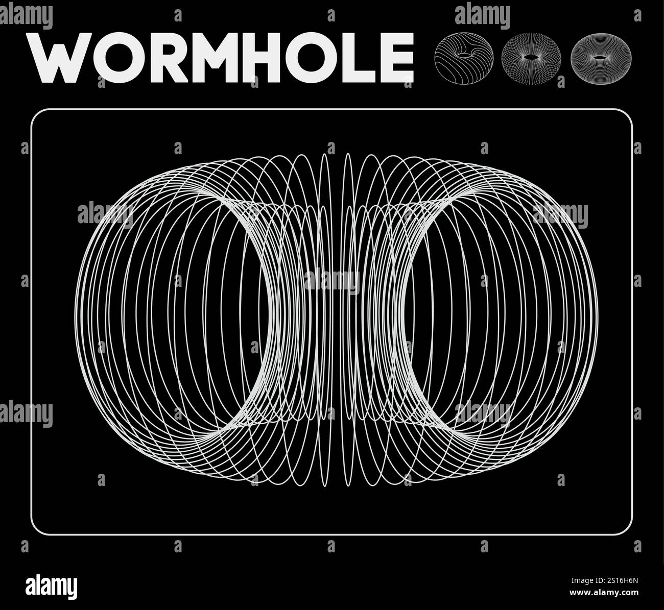 3D wormhole effect curved lines on a white background. Tunnel 3d vector ...