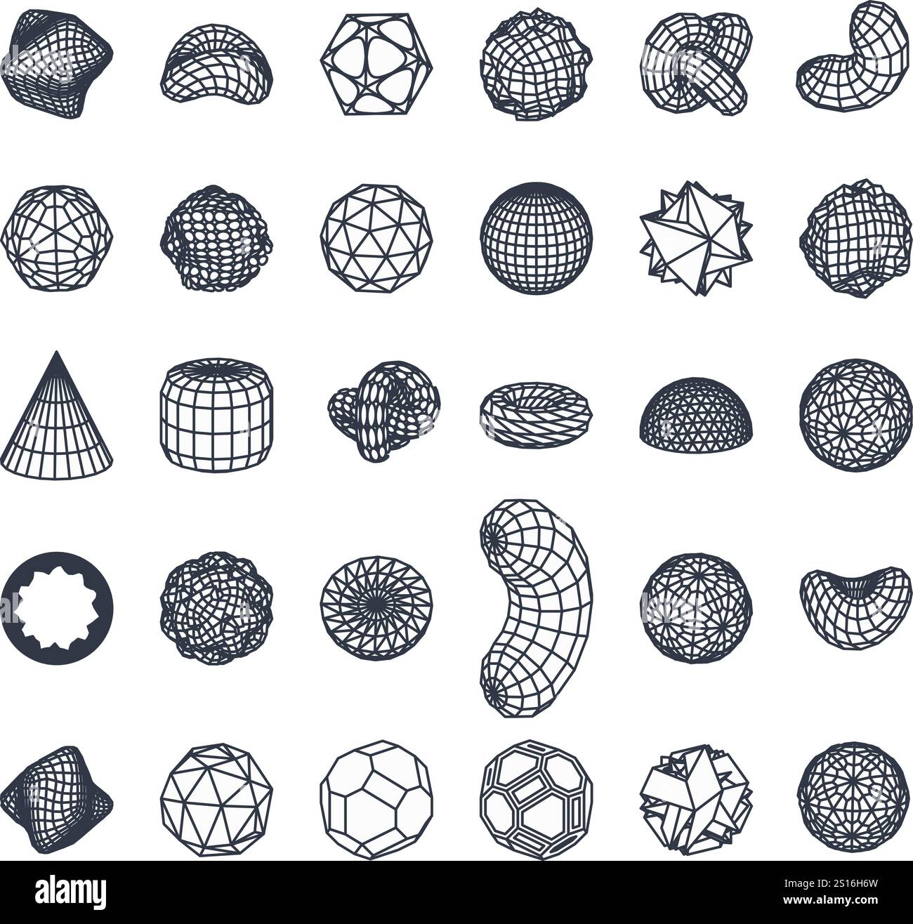 Collection of abstract geometric wireframe y2k shapes. Abstract ...