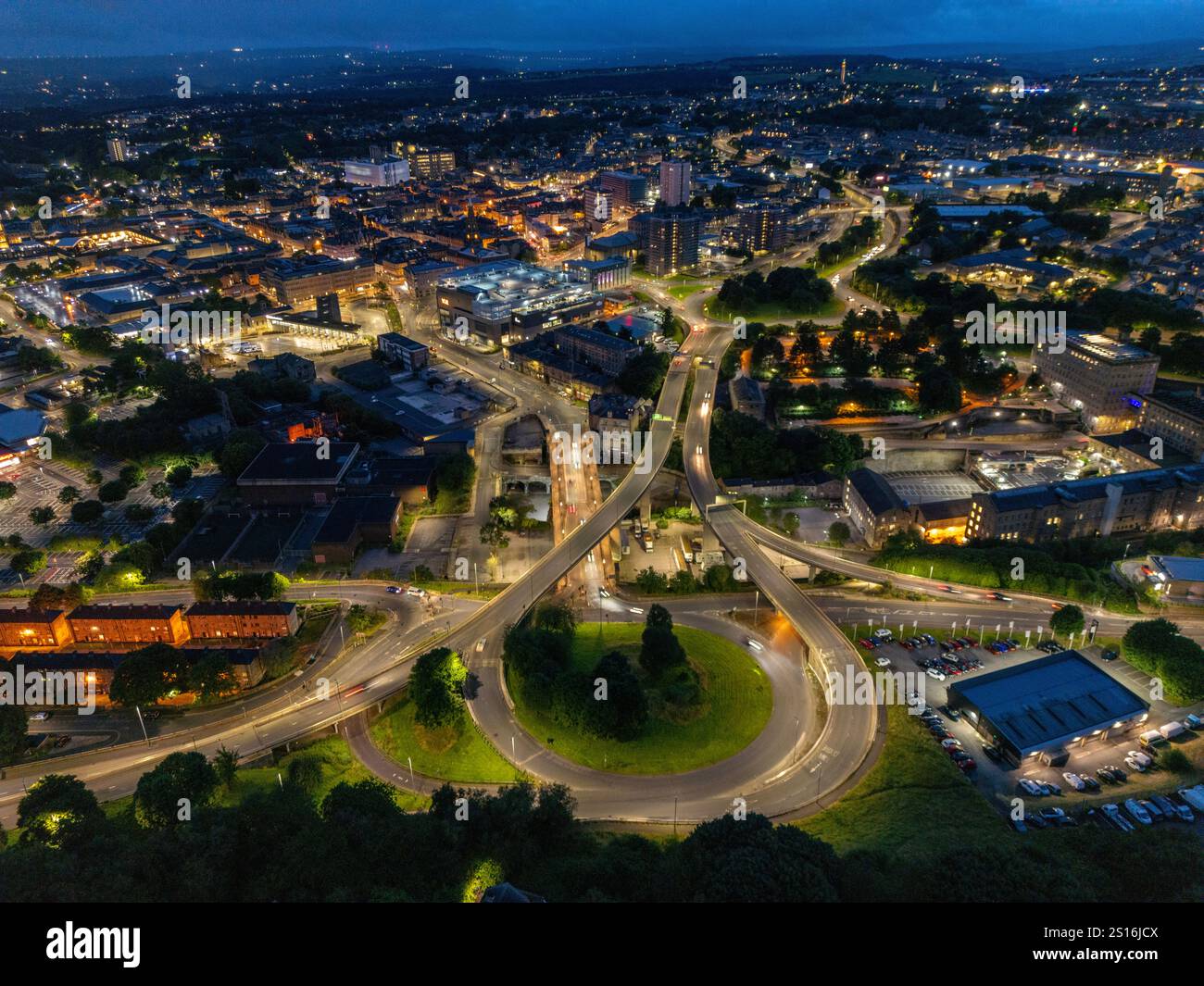An evening aerial view of Halifax showcasing a bustling cityscape at ...