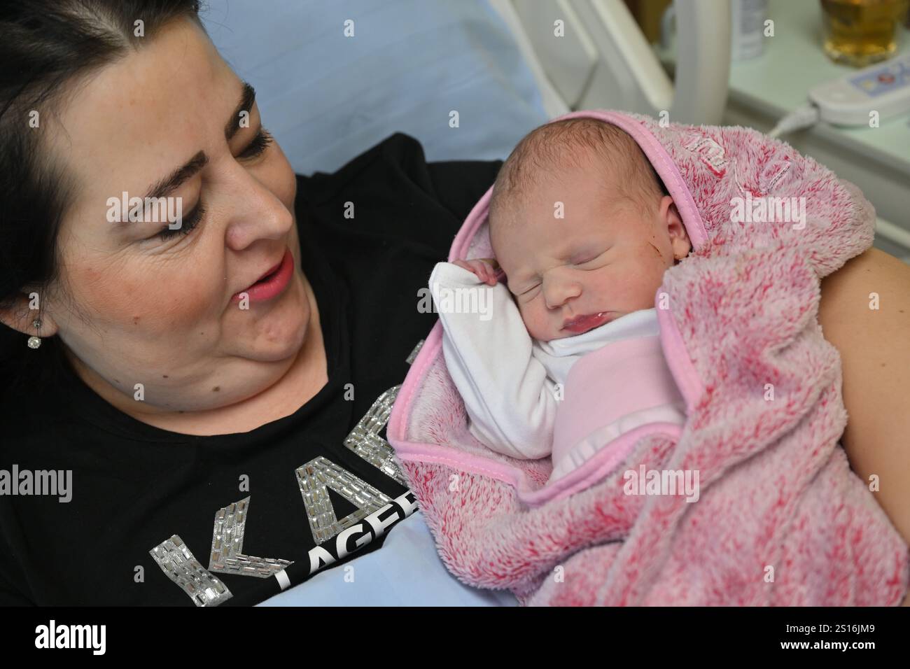 Vyskov, Czech Republic. 01st Jan, 2025. The first baby of 2025 was born ...