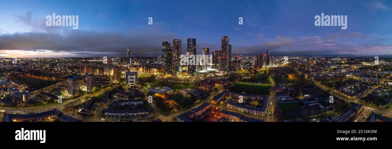 Aerial View of Manchester looking towards the Deansgate Square complex ...
