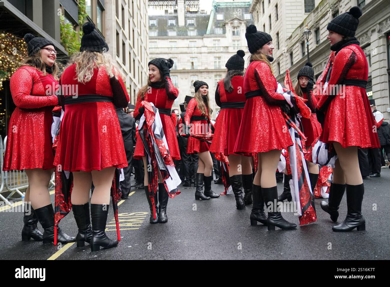 Marching band members from Western Kentucky University, ahead of the ...