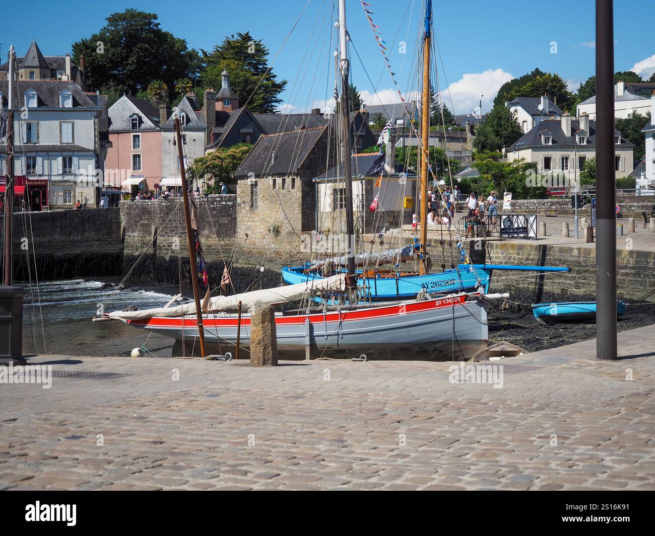 Wooden ship in the port of St Goutan, Auray, France Stock Photo - Alamy
