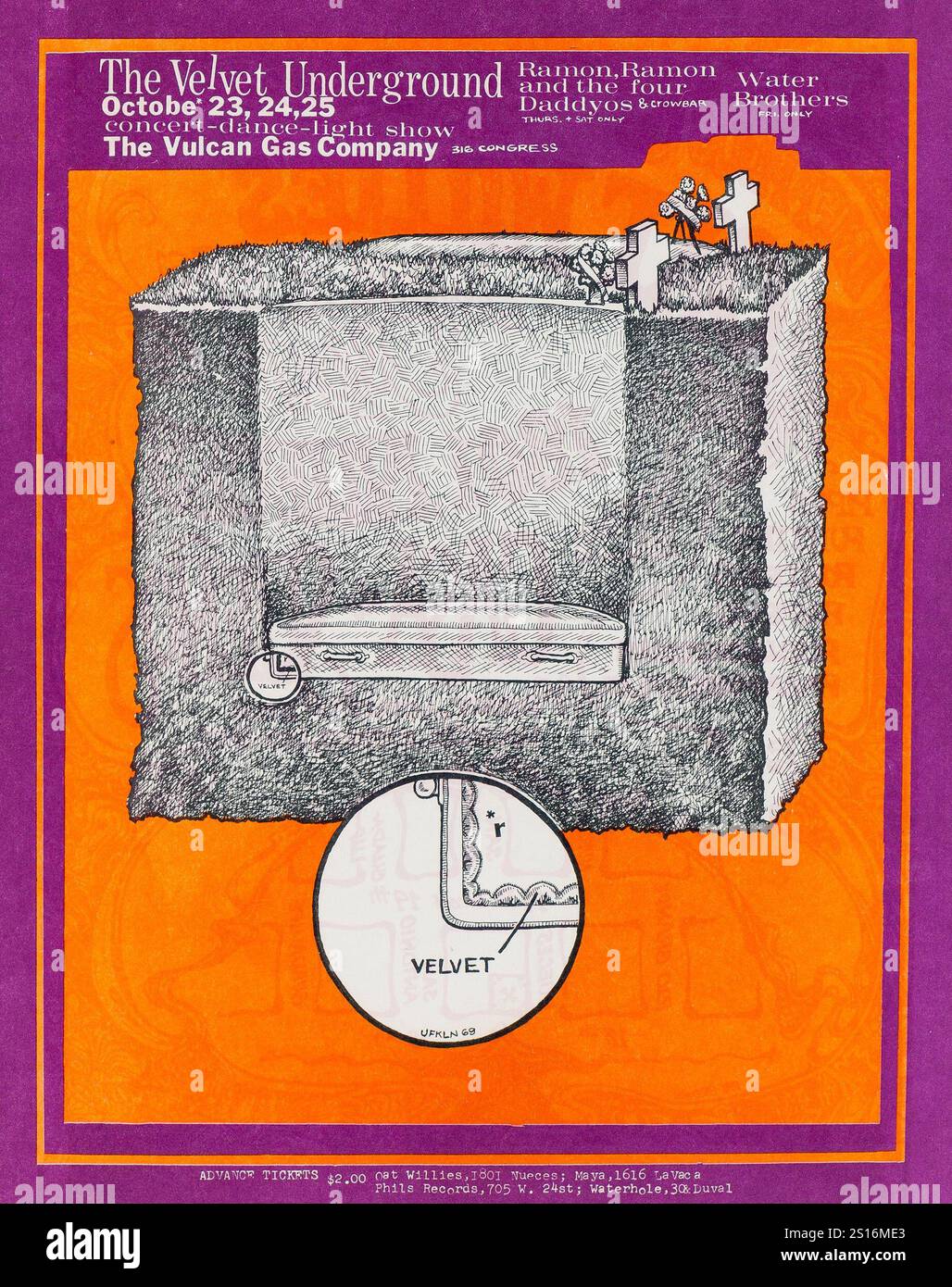 Velvet Underground 1969 - Vulcan Gas Co. Austin, Texas Concert flyer ...
