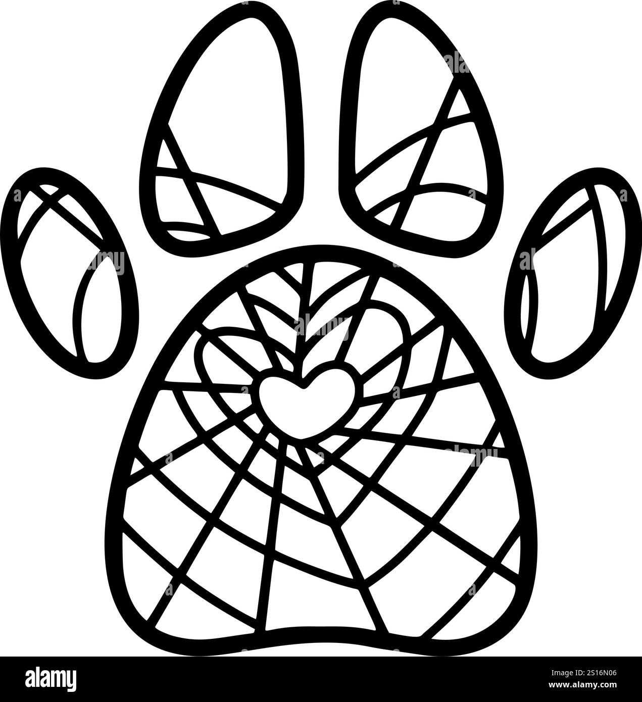 Detailed black silhouette of a paw print with spiderweb texture for a ...