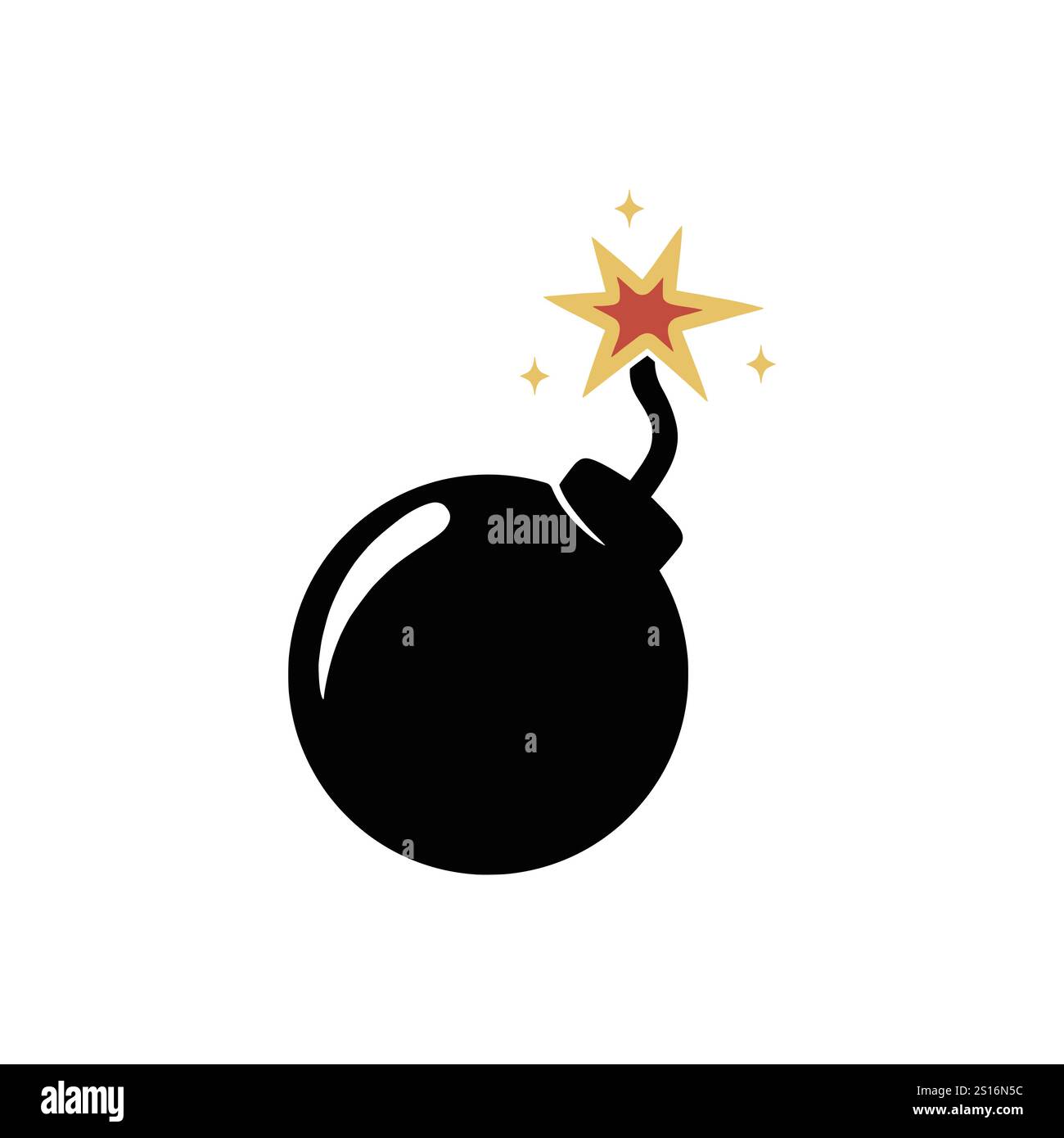 Round bomb with a burning wick in flat design. Sphere bomb with fire ...