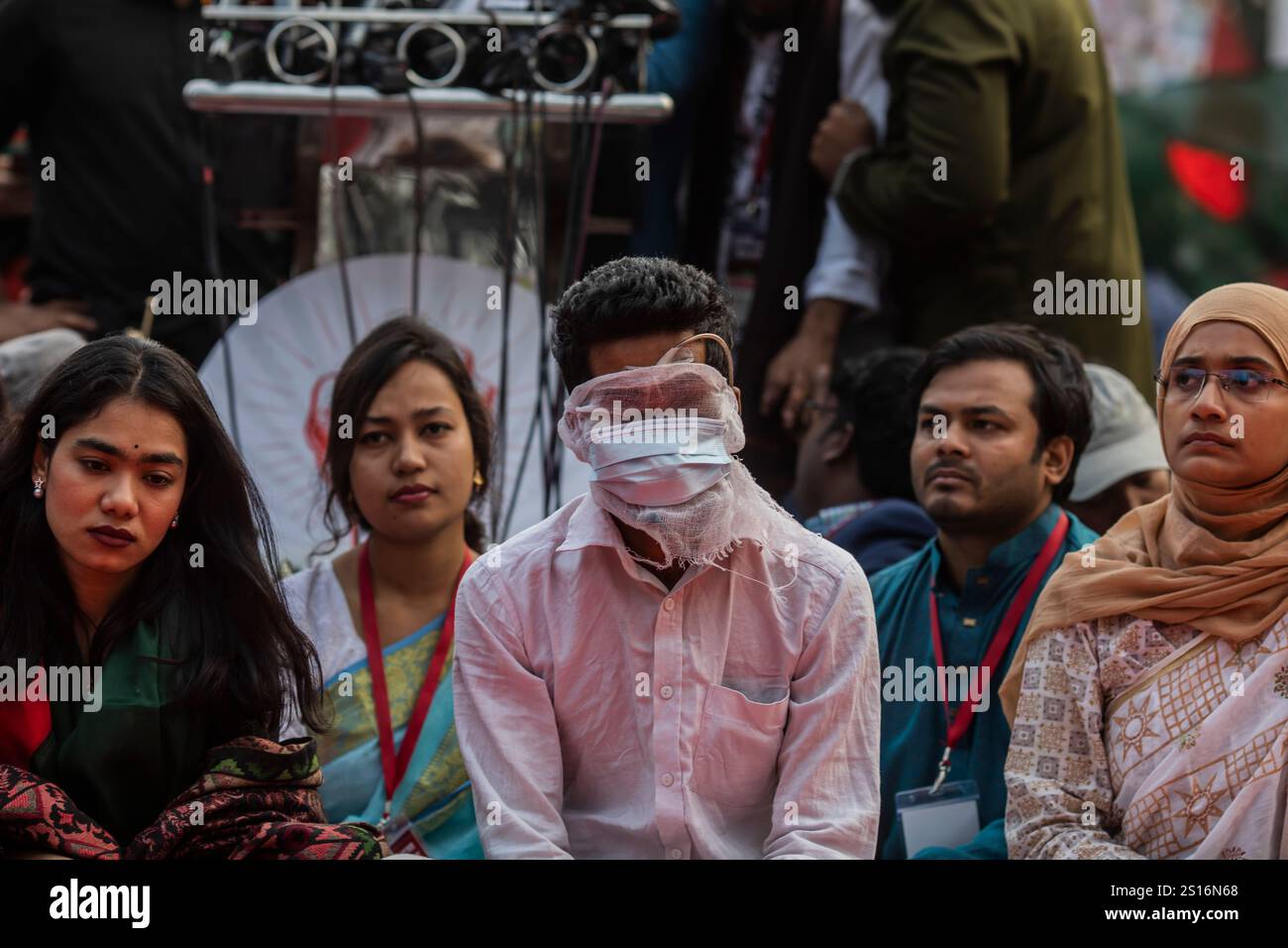 Dhaka, Bangladesh. 31st Dec, 2024. Khokon Chandra Barman, who lost his nose and parts of his ...