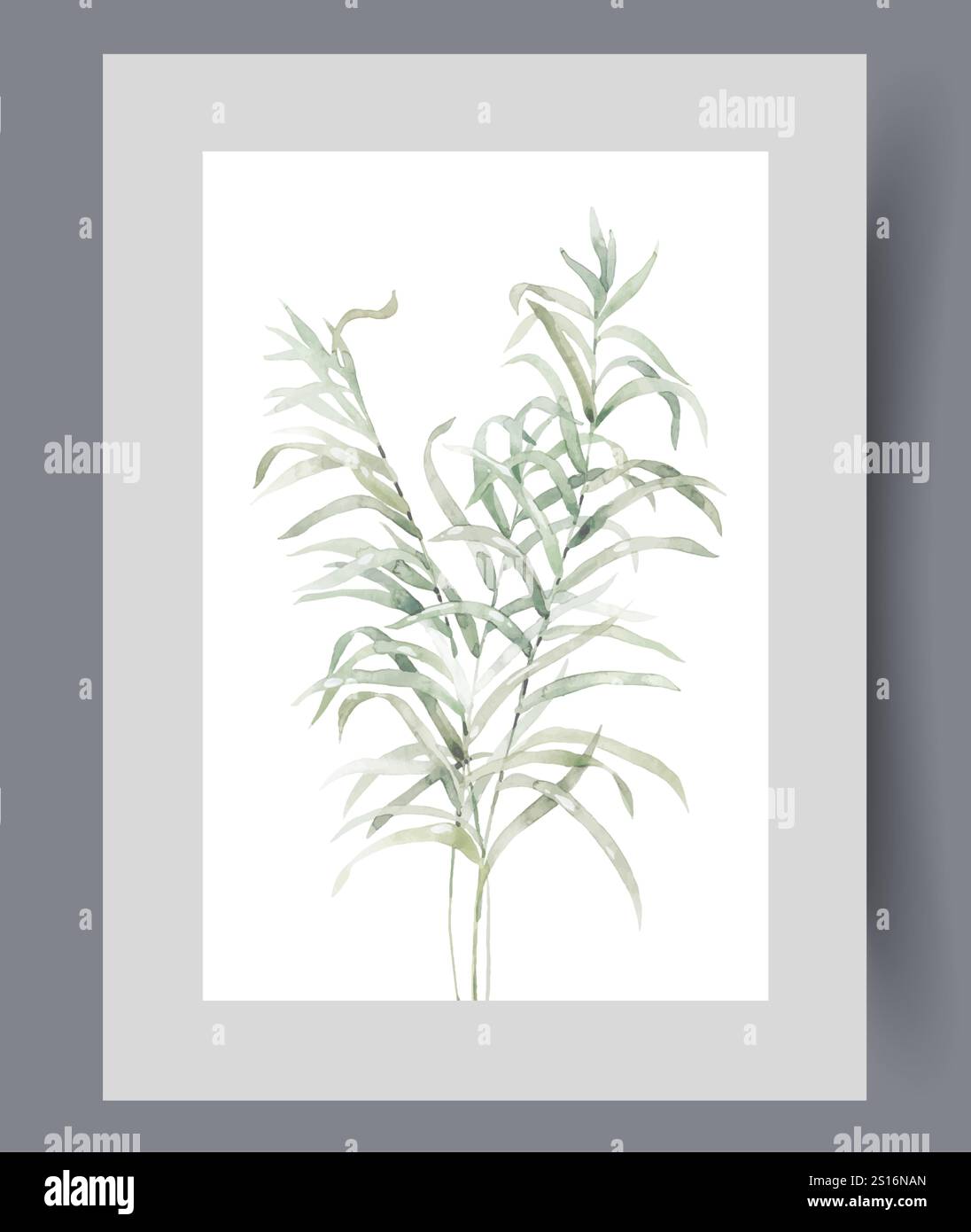 Branches of plant or bush from natural park with flora on wall art ...