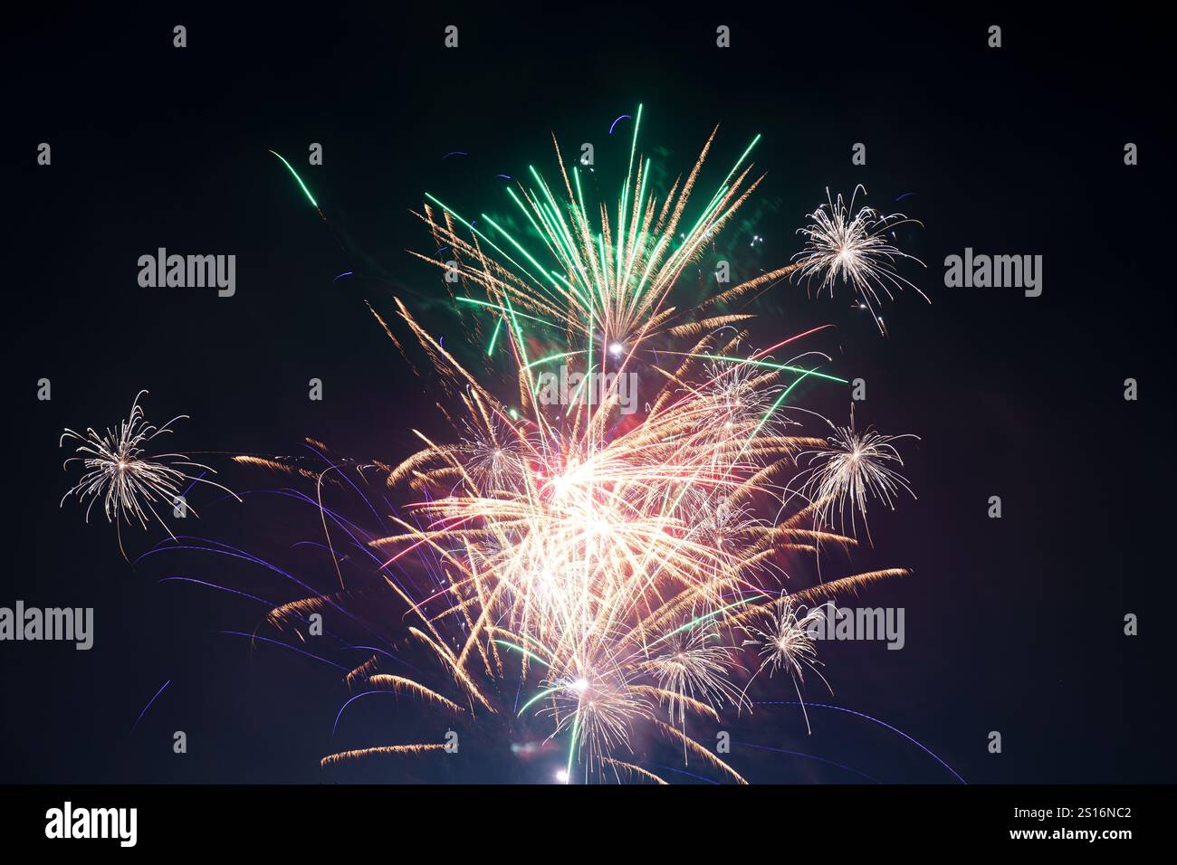 A vibrant and magnificent explosion of fireworks brilliantly ...