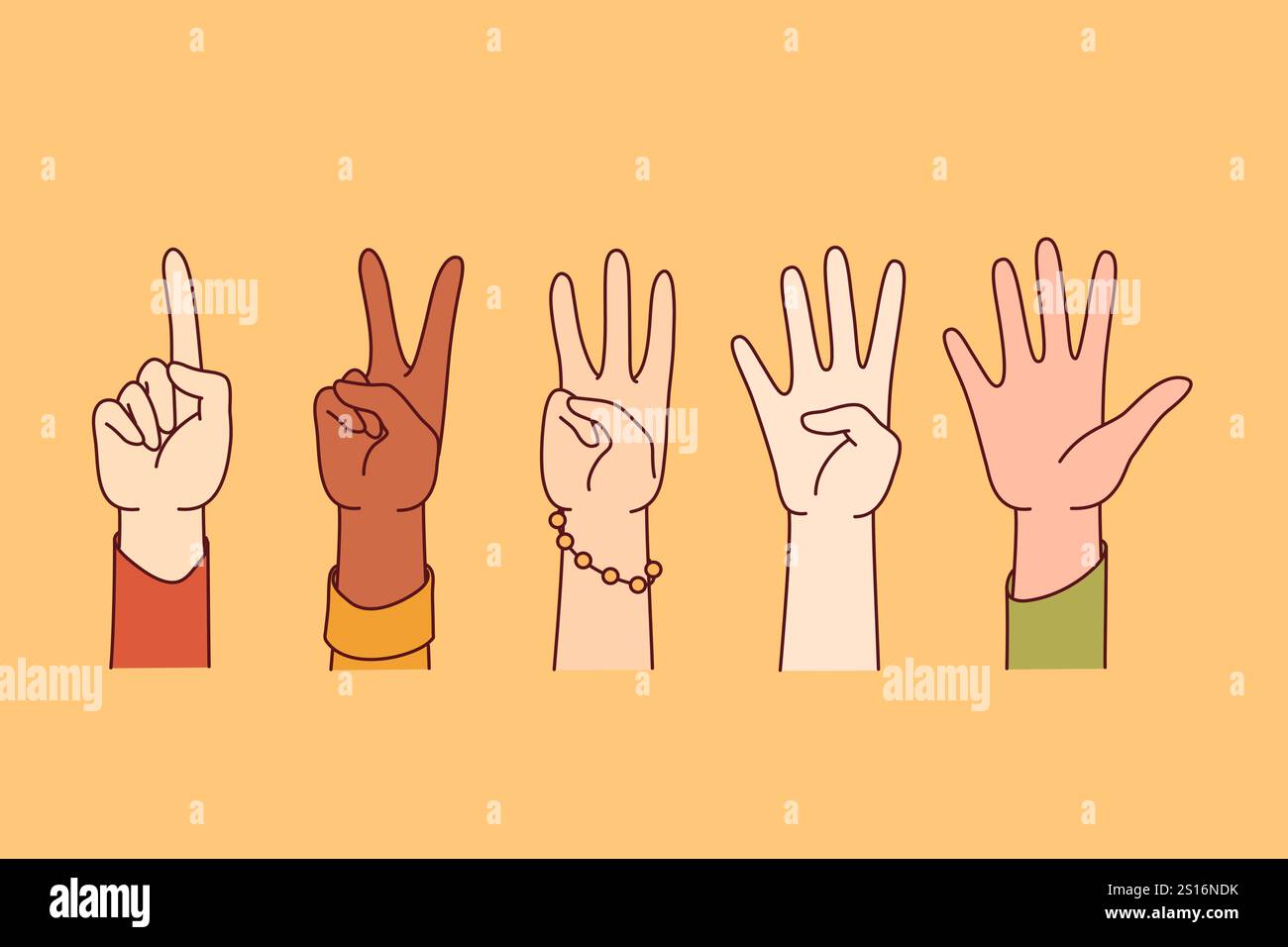 People hands show numbers from 1 to 5 , assessing quality of services ...