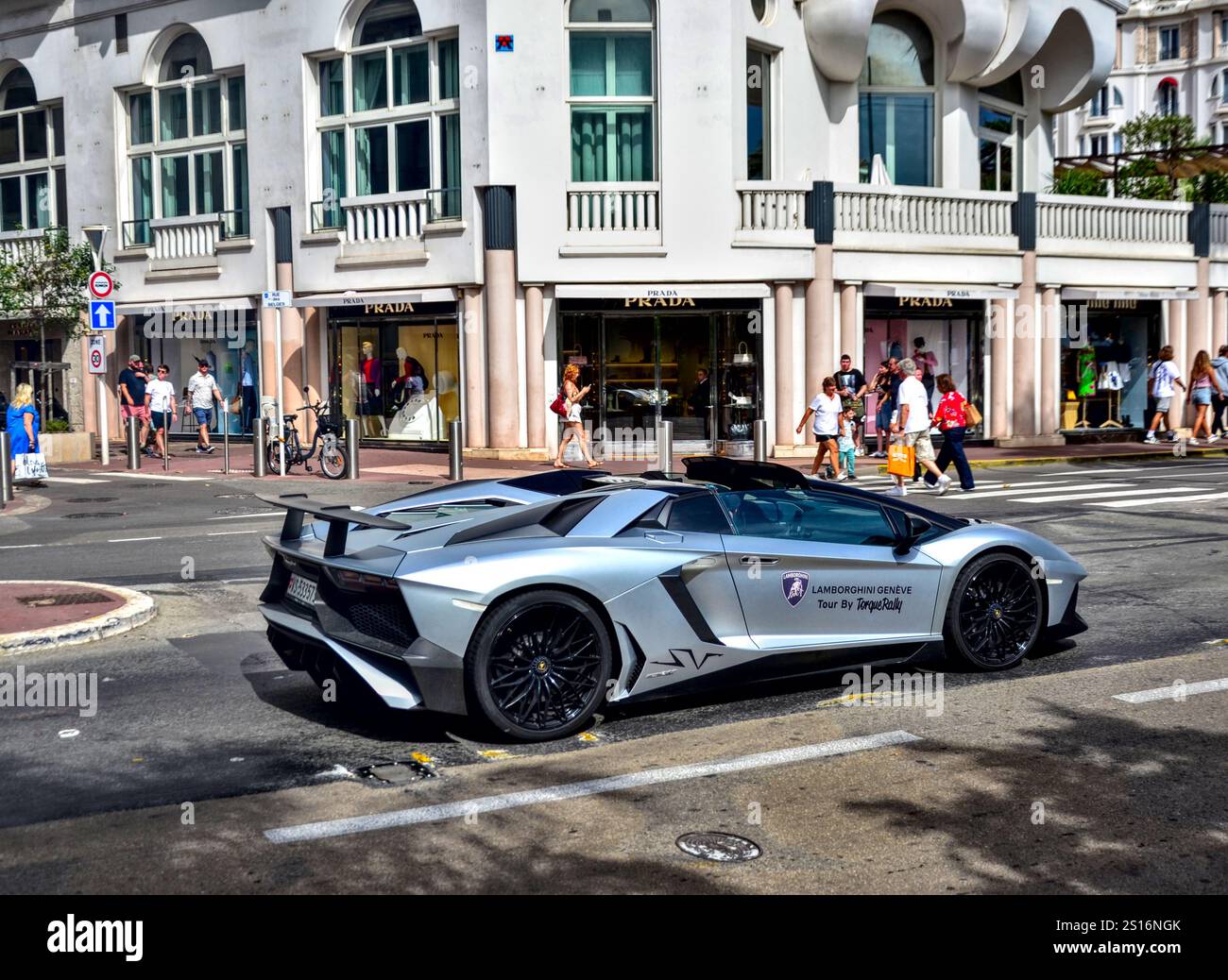 Cannes, France - September 7th 2024 : Silver Lamborghini Aventador ...