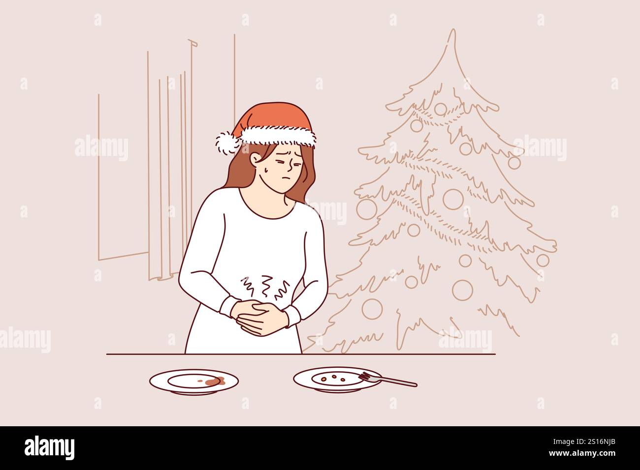 Stomach pain caused by overeating at christmas dinner plagues woman in ...