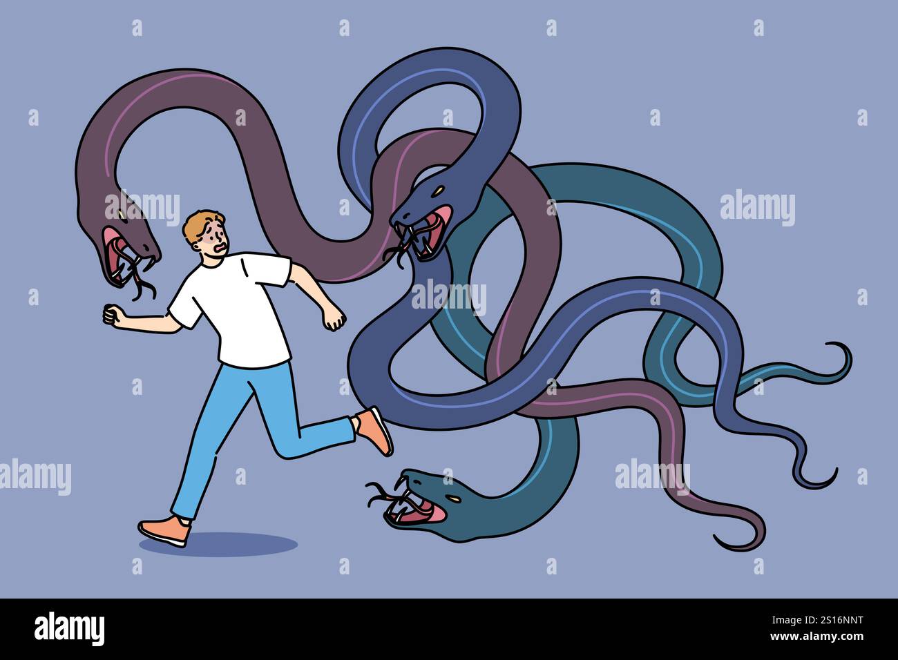 Giant snakes chase frightened man suffering from panic attacks caused ...