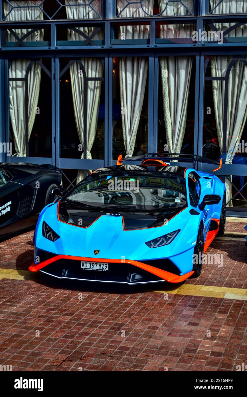 Cannes, France - September 7th 2024 : Front view of a beautiful blue ...