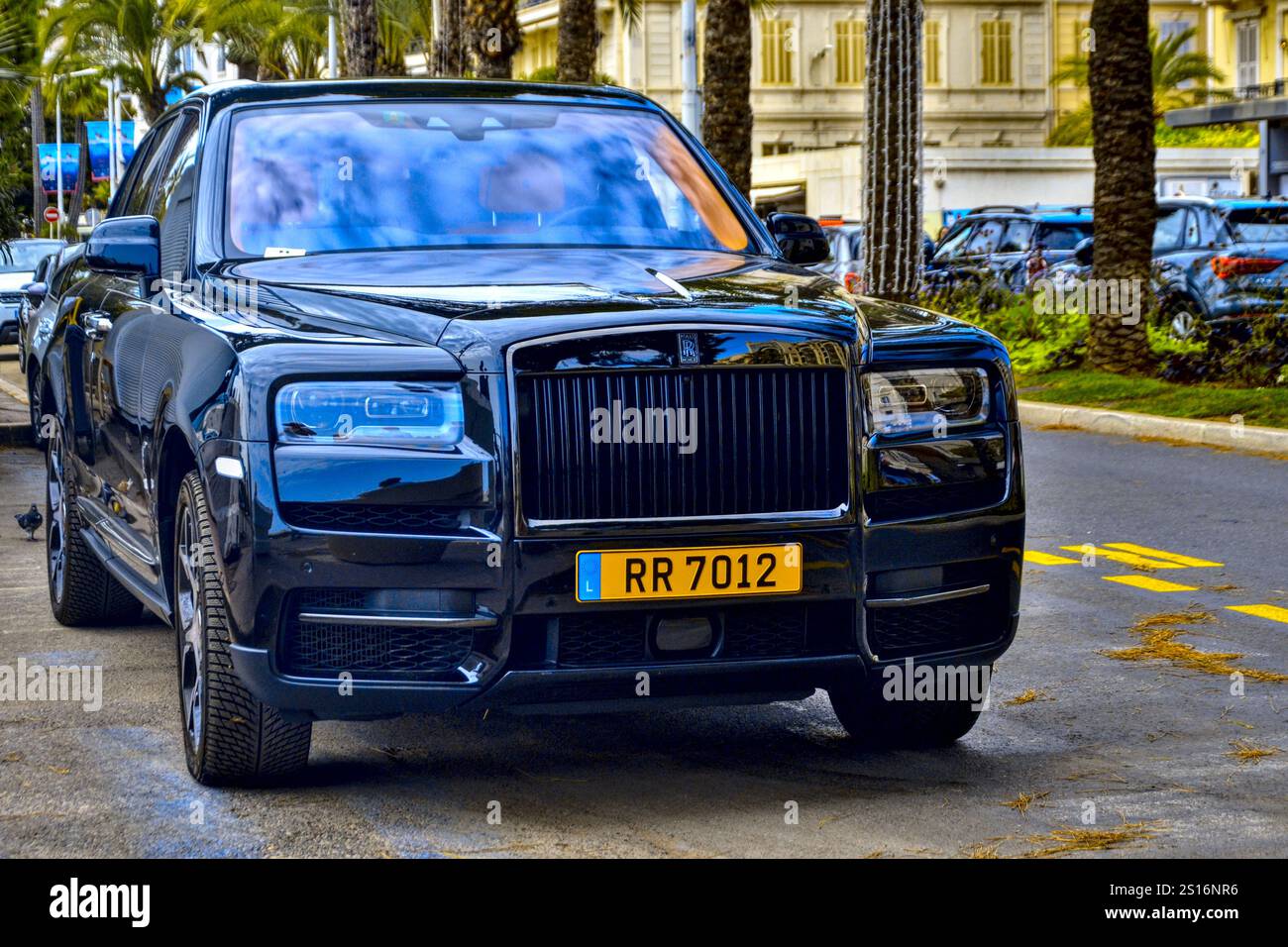 Cannes, France - September 7th 2024 : Black Rolls-Royce Cullinan parked ...