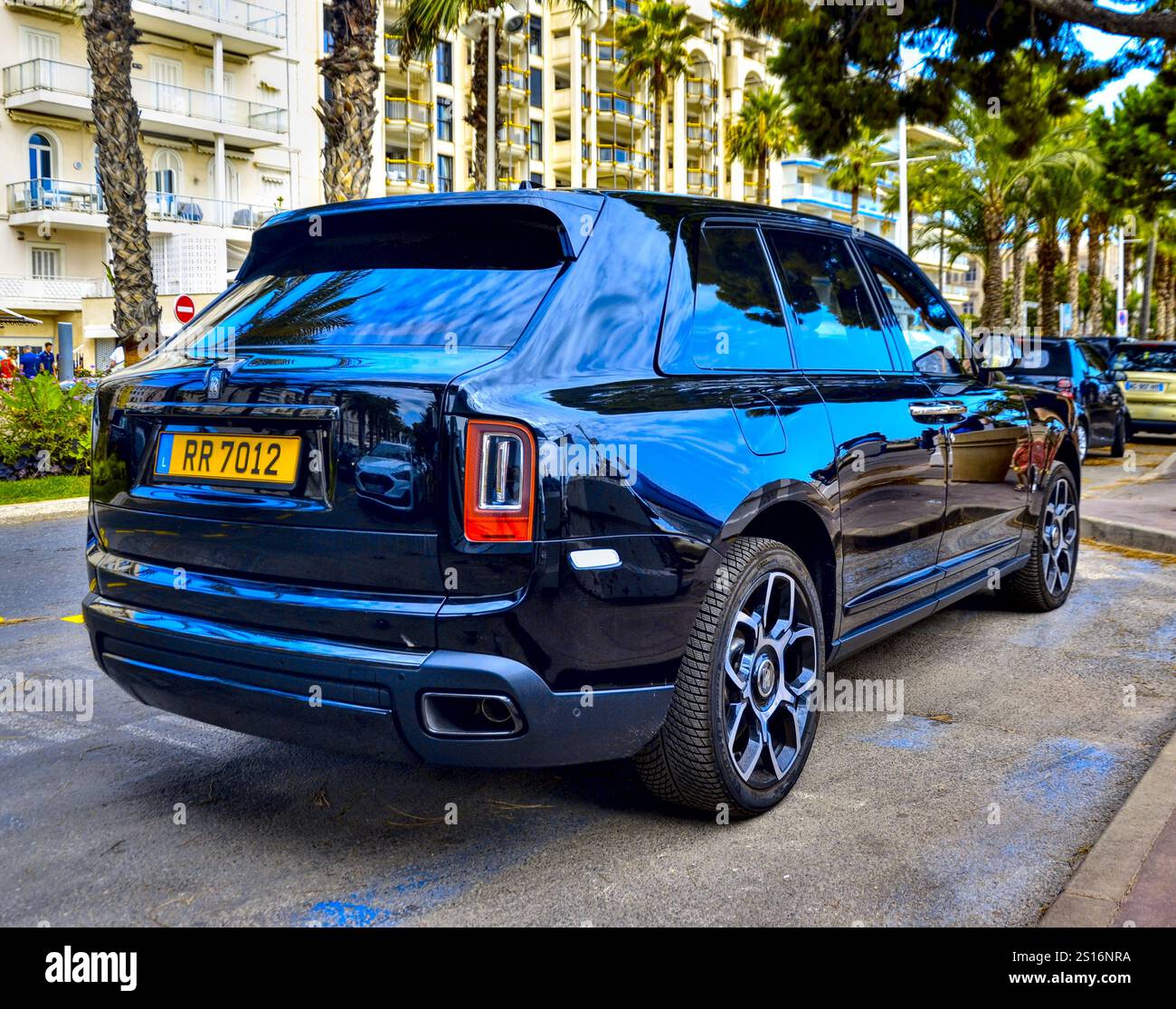 Cannes, France - September 7th 2024 : Black Rolls-Royce Cullinan parked ...