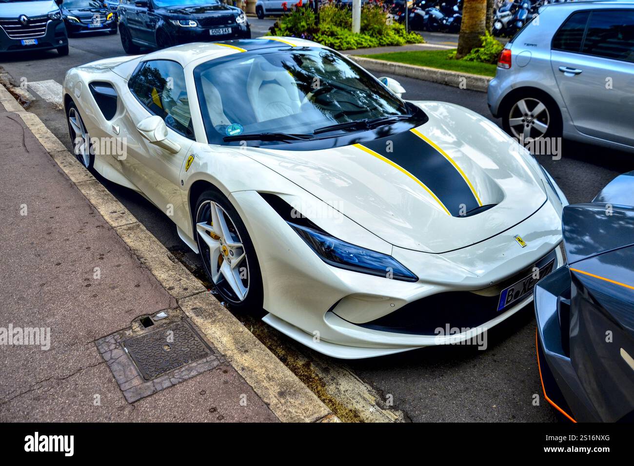 Cannes, France - September 7th 2024 : Cream Ferrari F8 Spider (2019 ...