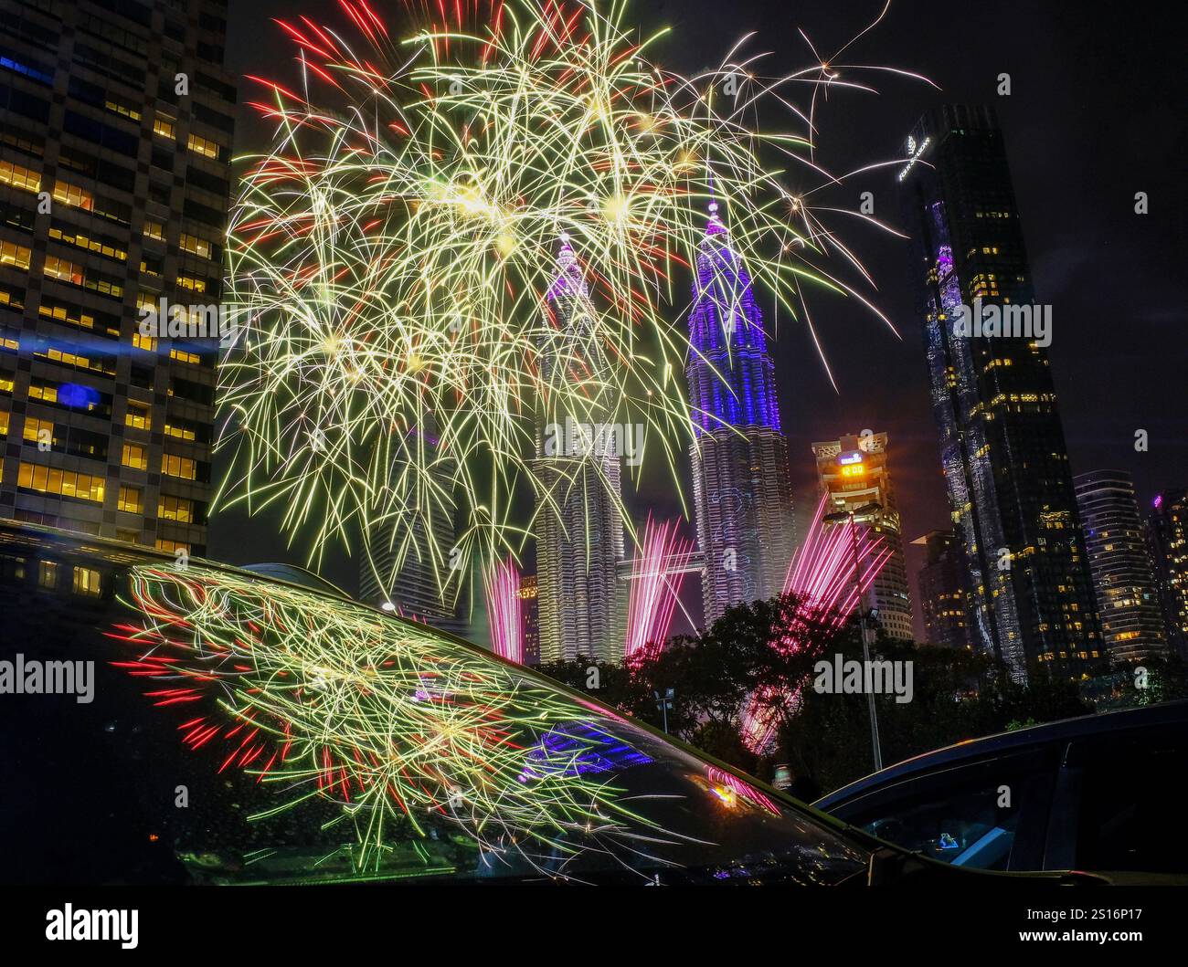 Kuala Lumpur, Malaysia. 01st Jan, 2025. Fireworks seen lighting up the ...