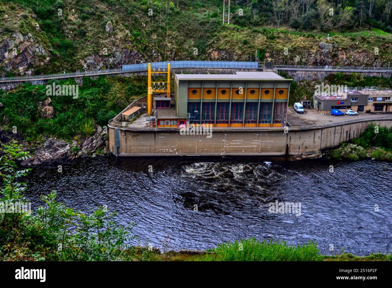 Chambles, France - October 5th 2024 : View of the EDF hydraulic dam of ...