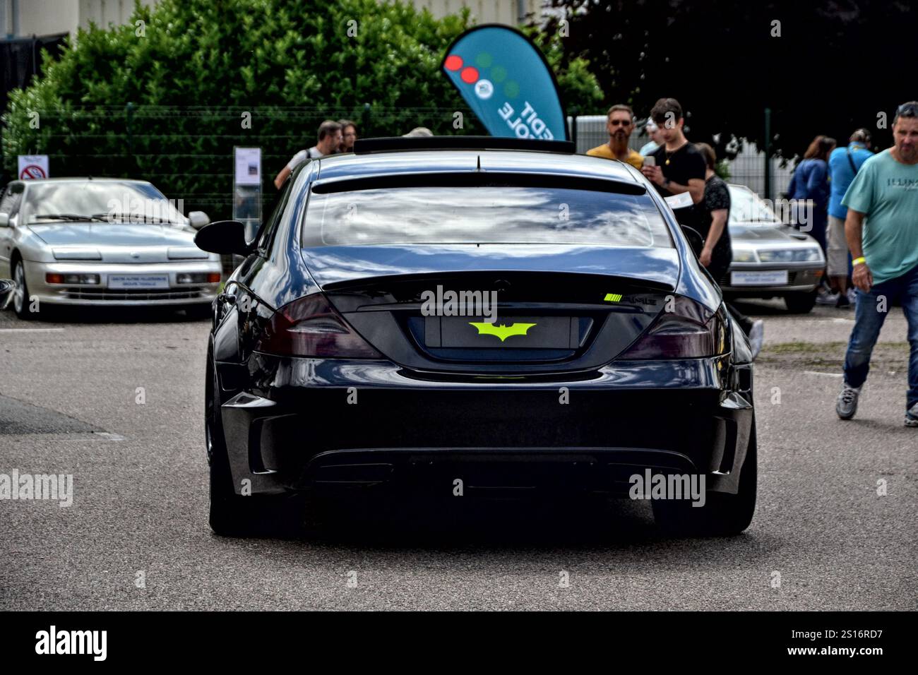 Roche-la-Molière, France - July 2nd 2023 : Car show. Focus on a black ...