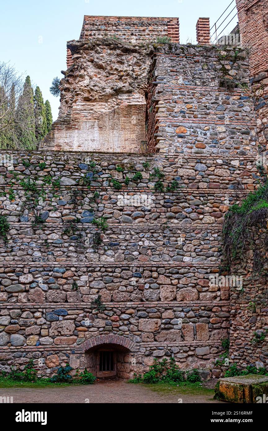 Ancient design of a fortified wall, part of the exterior structures of ...