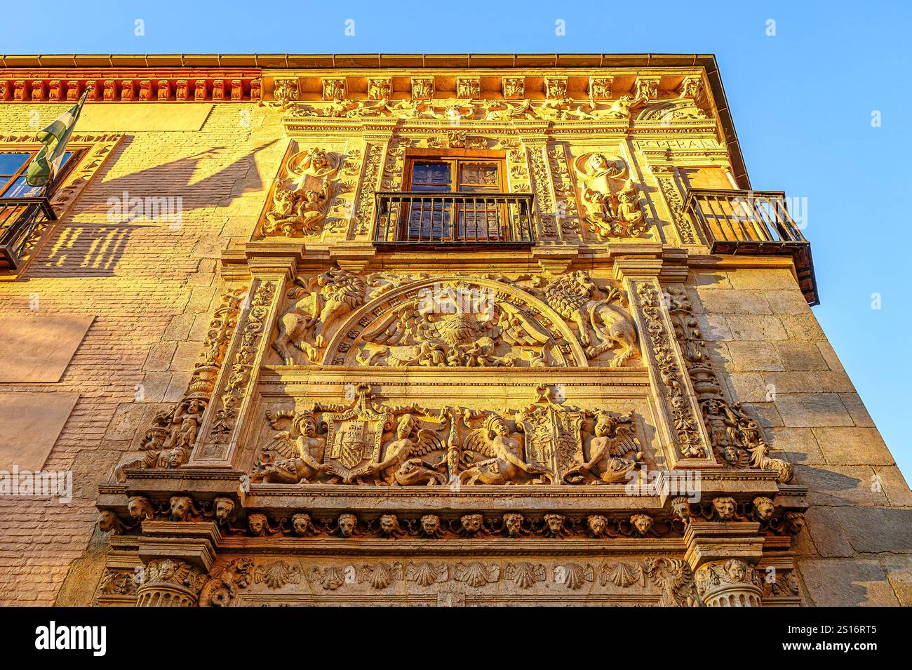Low-angle view of an ancient stone wall and its architectural features ...