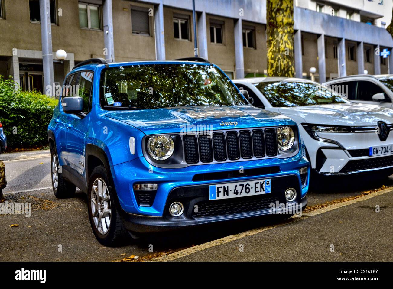 Saint-Etienne, France - September 1st 2024 : Blue Jeep renegade parked ...