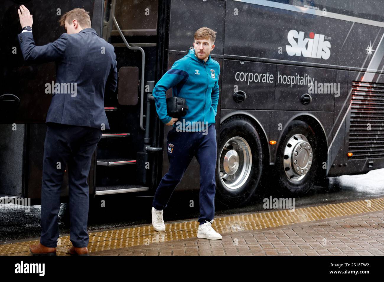 Coventry City's Josh Eccles arrives ahead of the Sky Bet Championship ...