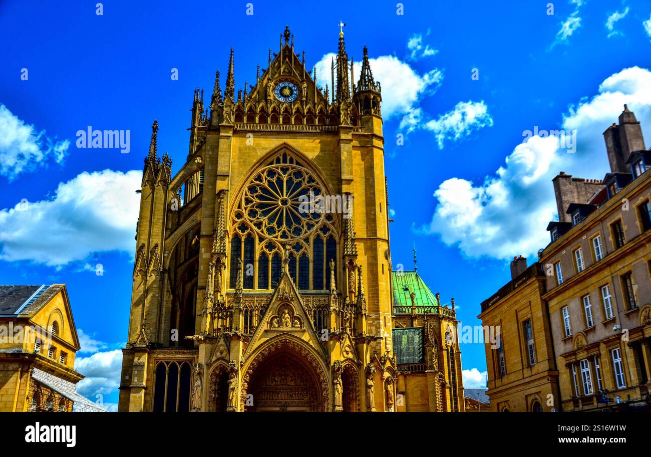 Metz, France - August 7th 2024 : Exterior view of the medieval ...