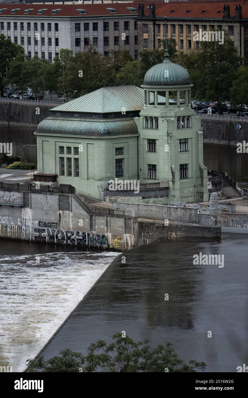 Prague, Czech Republic. October 4, 2024 - MVE Stvanice, a hydroelectric ...