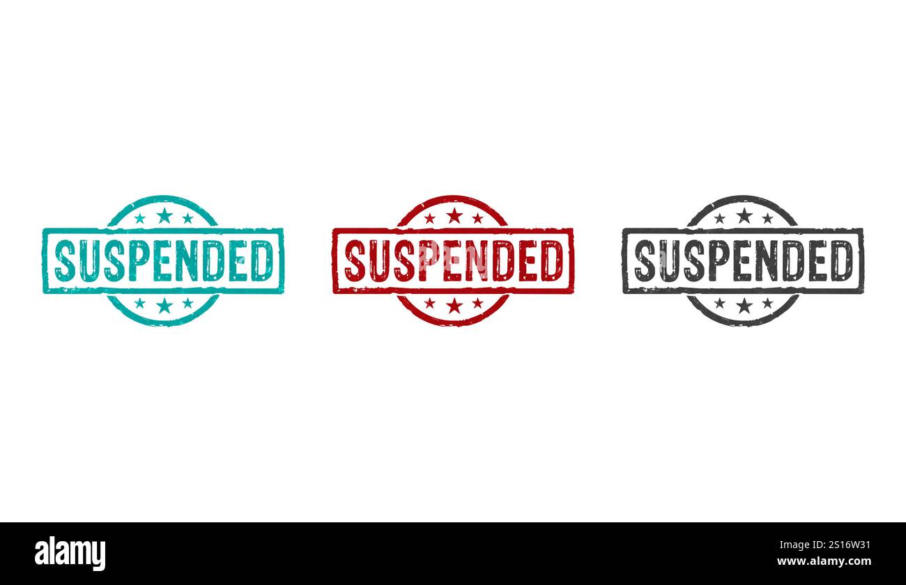 Suspended stamp icons in few color versions. Blocked and canceled ...