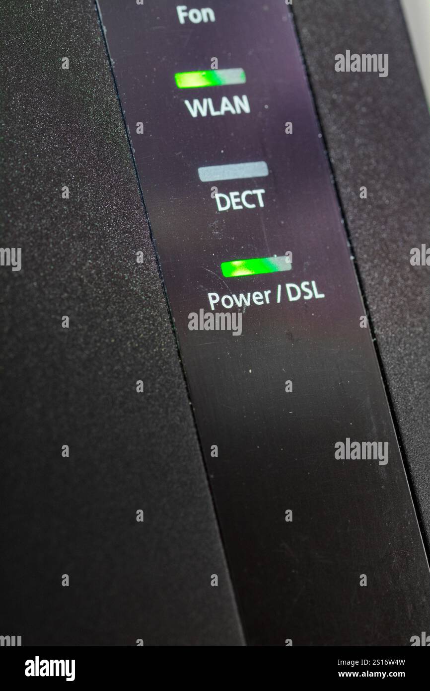 Glowing WLAN lamp as a sign of active wireless internet connection ...