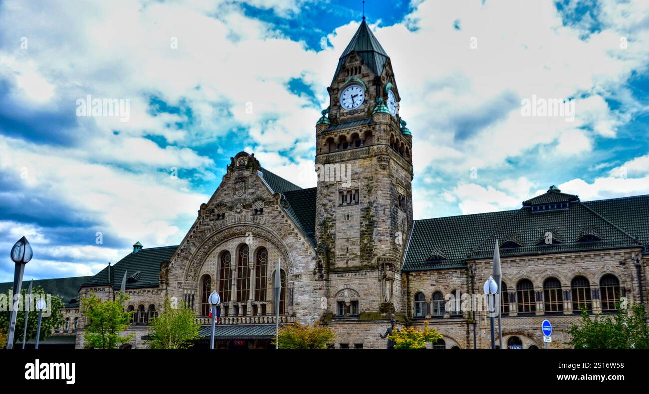 Metz, France - August 7th 2024 : Exterior view of the train station ...