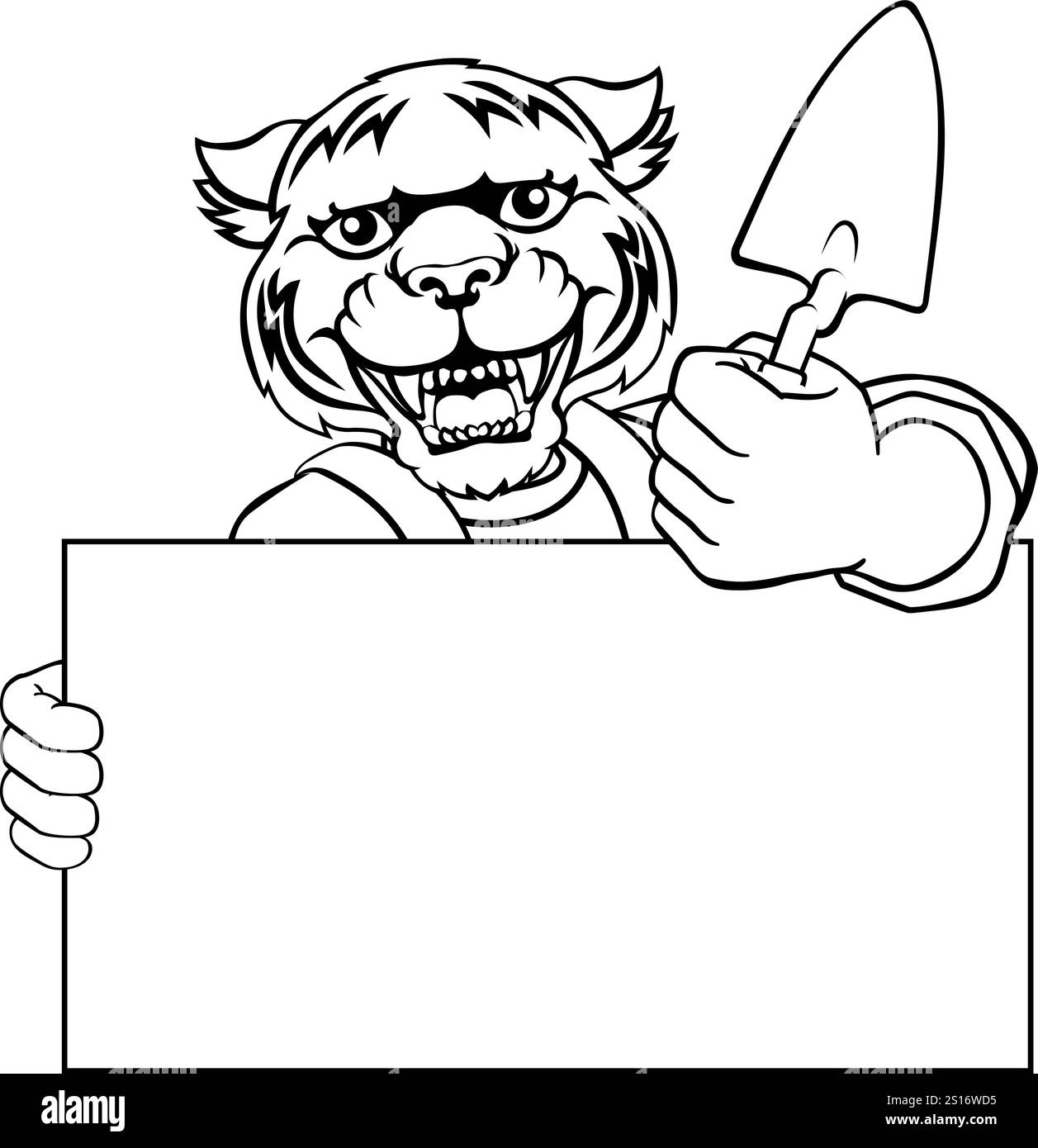 Bricklayer Tiger Trowel Tool Handyman Mascot Stock Vector Image & Art ...