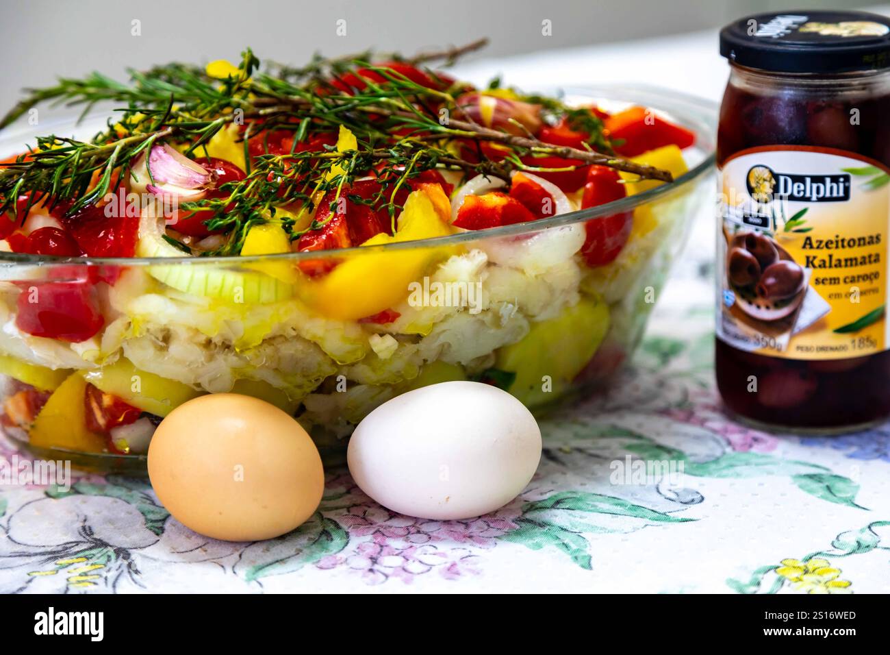 Roasted Codfish Portuguese Style Top View on a White Background ...