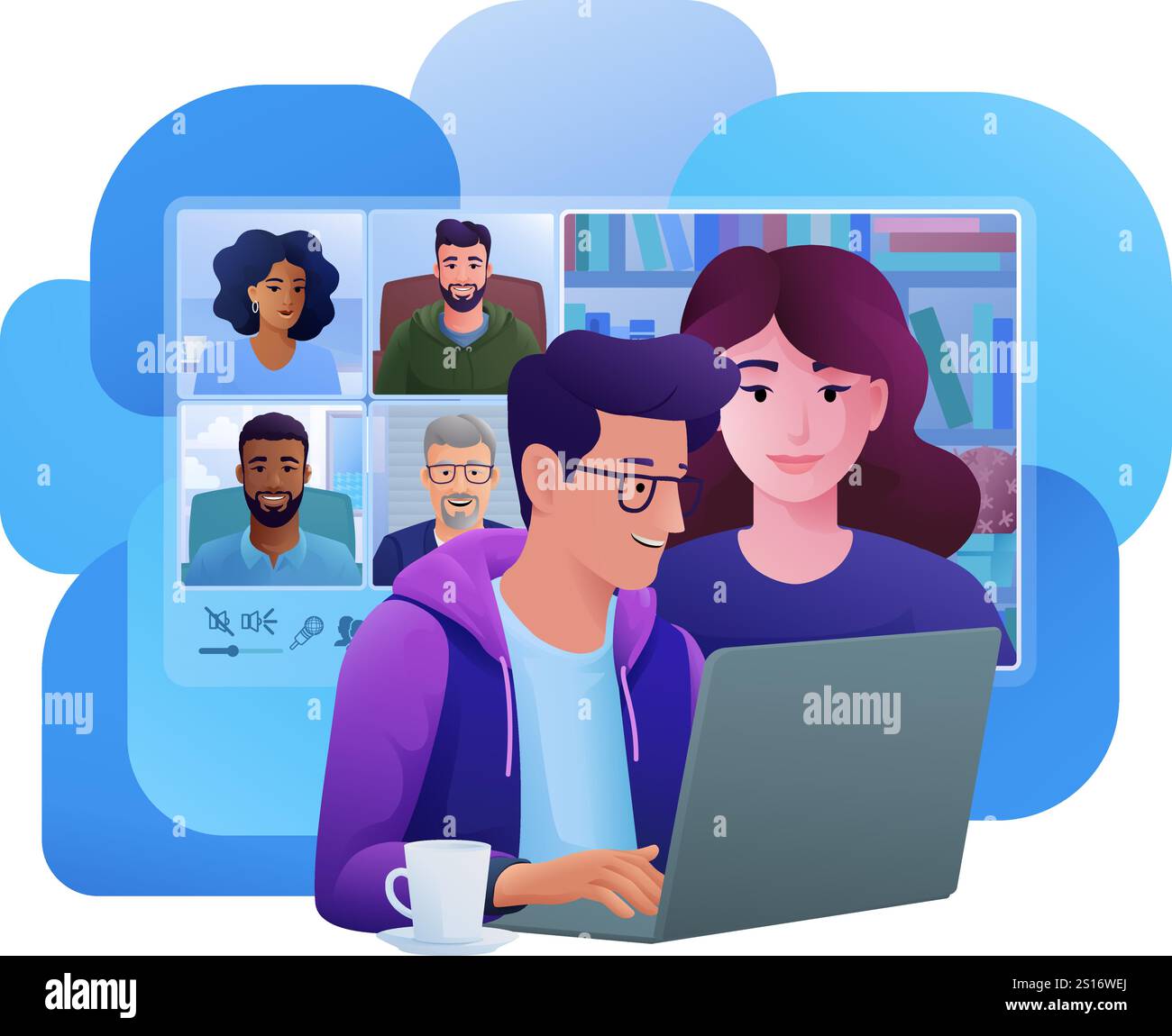 Man Video Conference Call Team Meeting Cartoon Stock Vector Image & Art ...