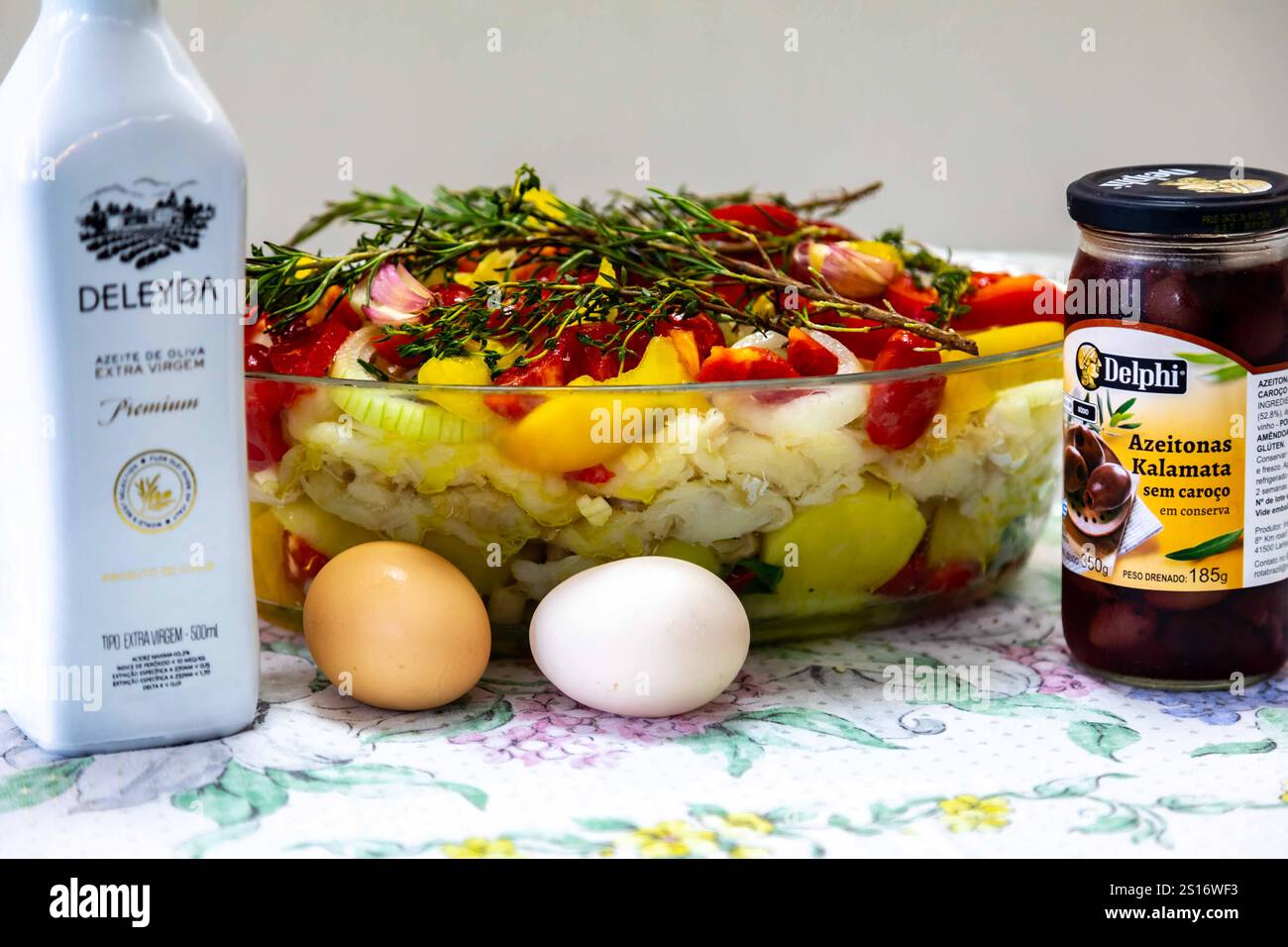 Roasted Codfish Portuguese Style Top View on a White Background ...