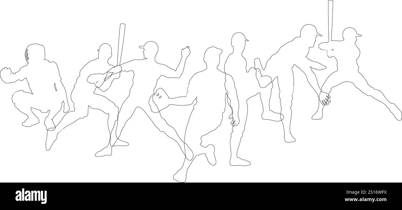 Baseball Silhouette Players Player Silhouettes Stock Vector Image & Art ...