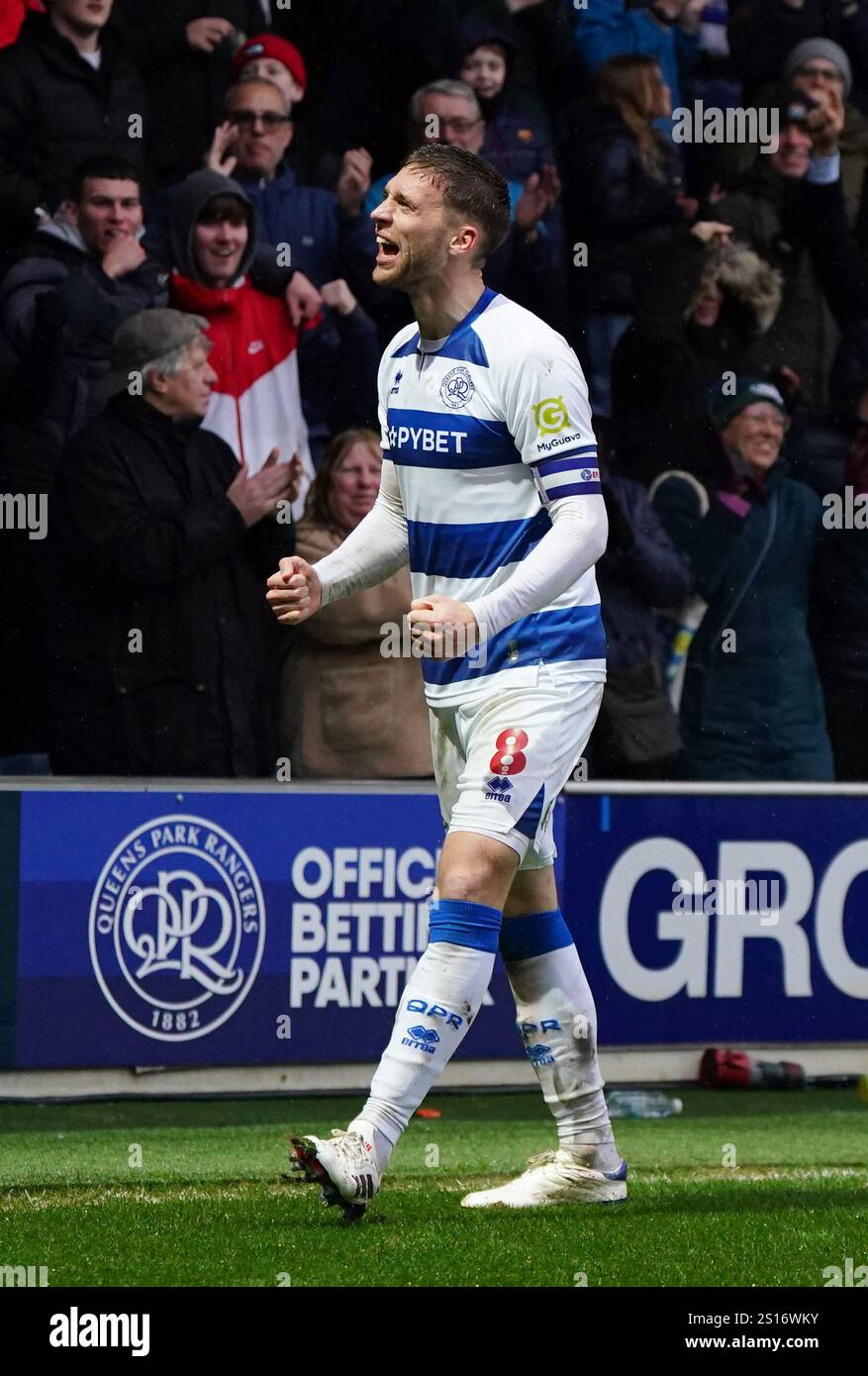 Queens Park Rangers' Sam Field celebrates scoring their side's third ...