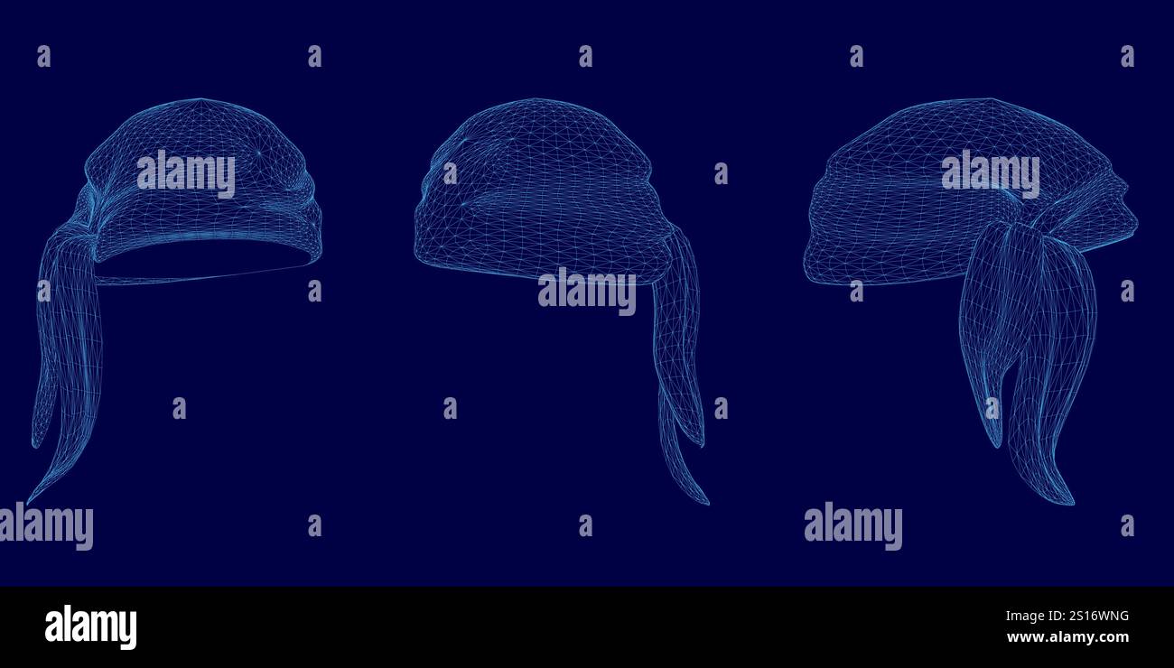 Three different hats are shown in a blue background. The hats are all ...