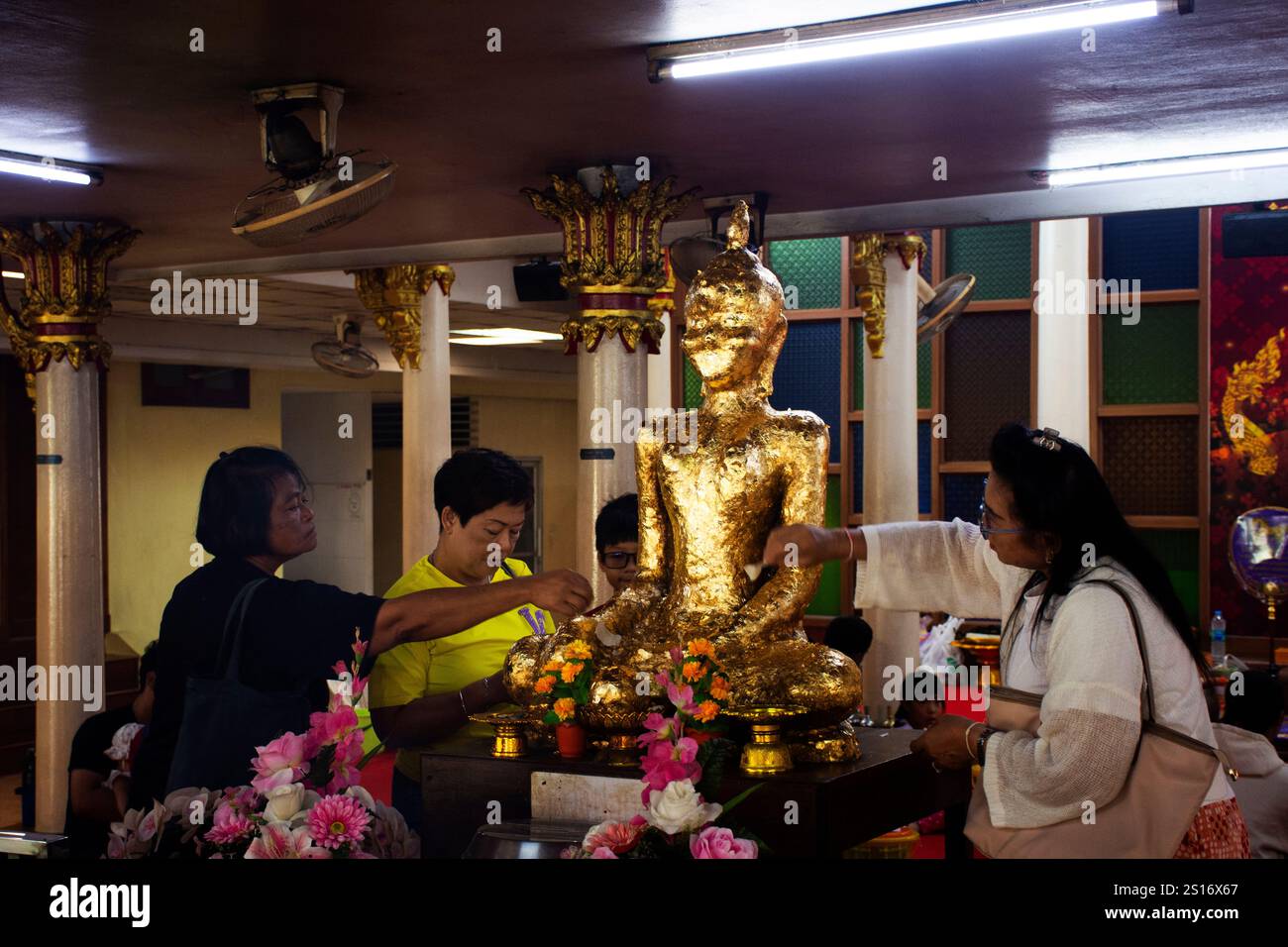 Traveler thai local people travel visit respect blessing holy ancient ...