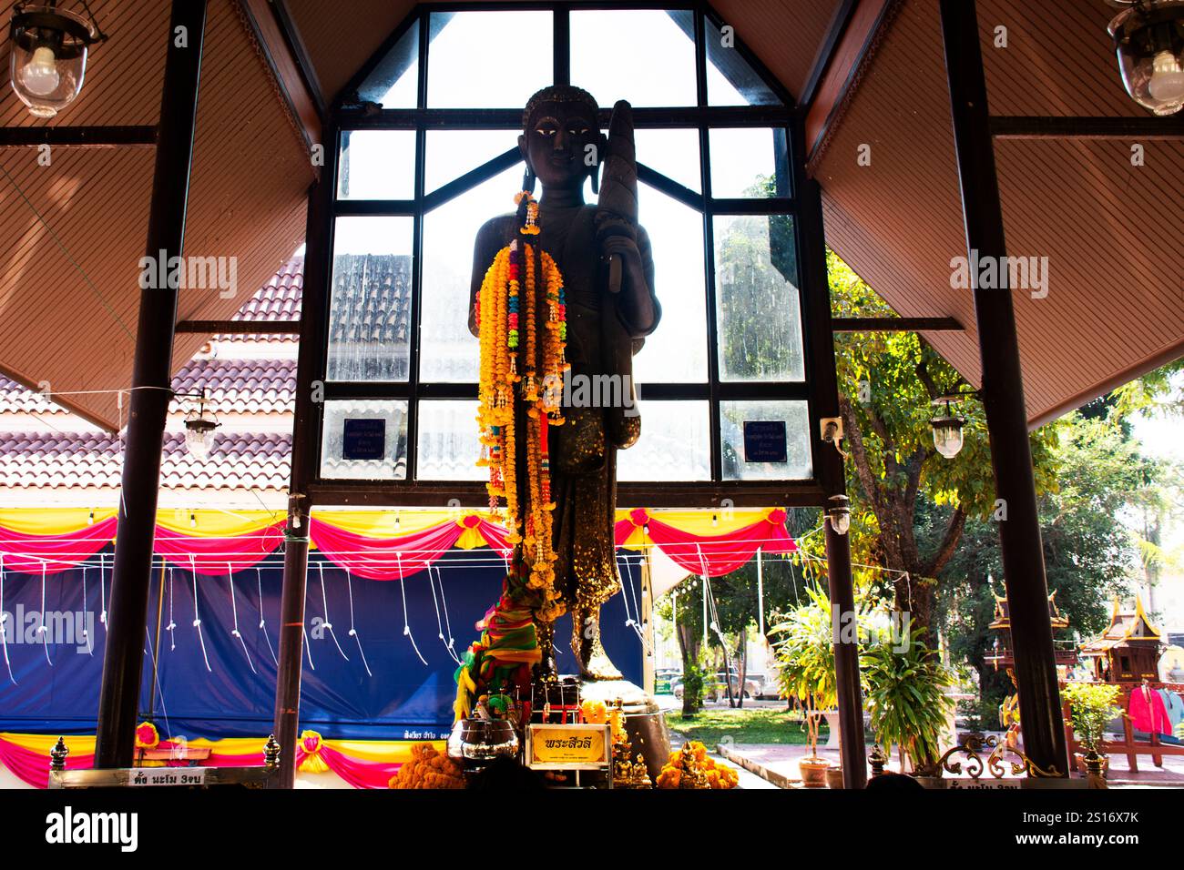 Phra Sivali or Siwali Maha Thera statue in Wat Bot temple for thai ...
