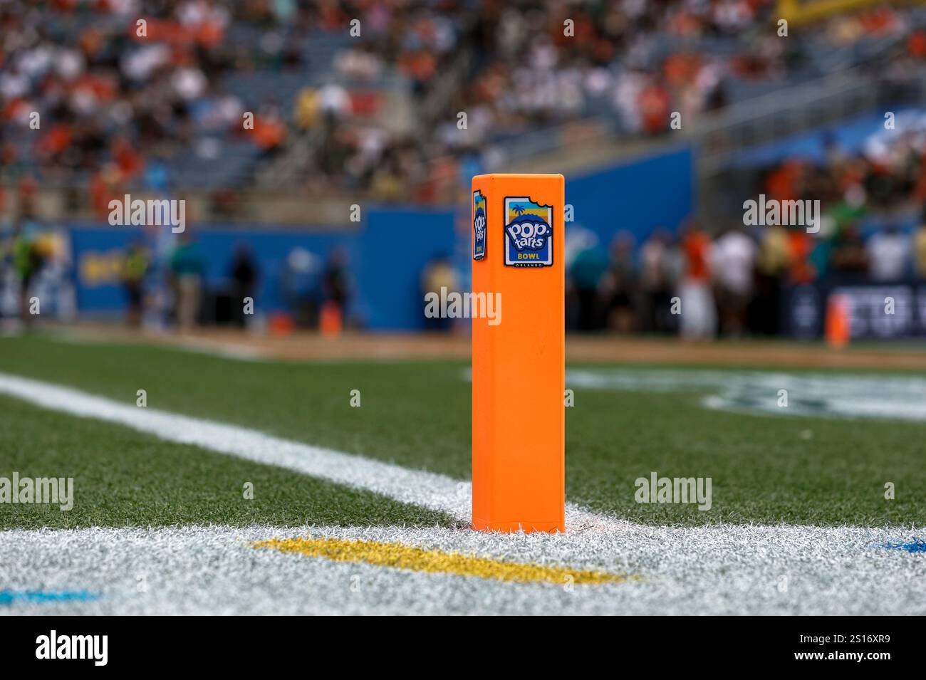 ORLANDO, FL - DECEMBER 28: An end zone pylon with the game logo during ...