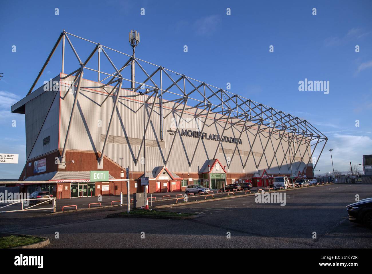 The Mornflake stadium, the home football ground of Crewe Alexandra ...